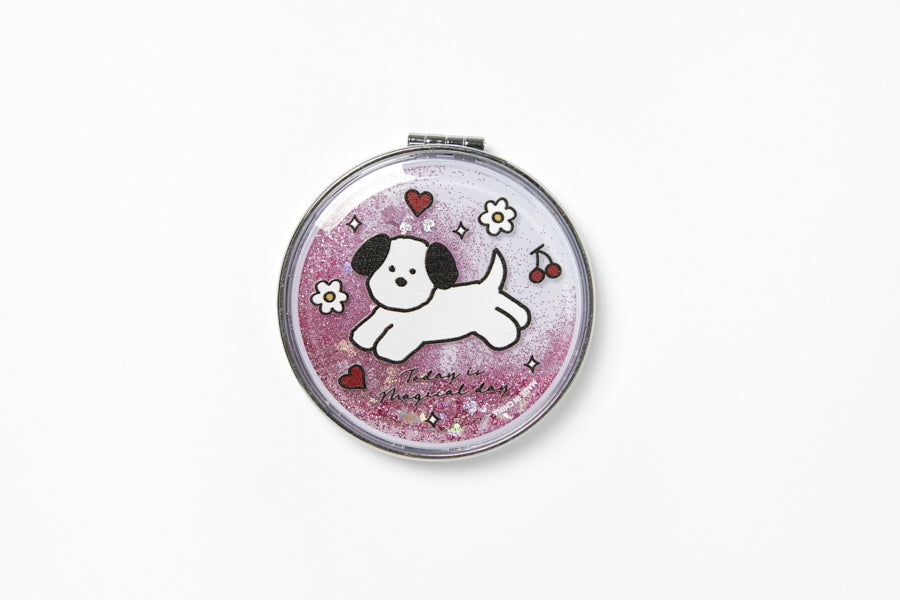 Glitter Puppy Dual Hand Compact Mirror – Amuse Ground