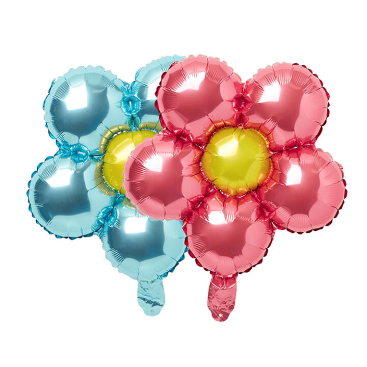 Foil Balloon Flower Pink & Sky Blue 4 Pieces – Amuse Ground